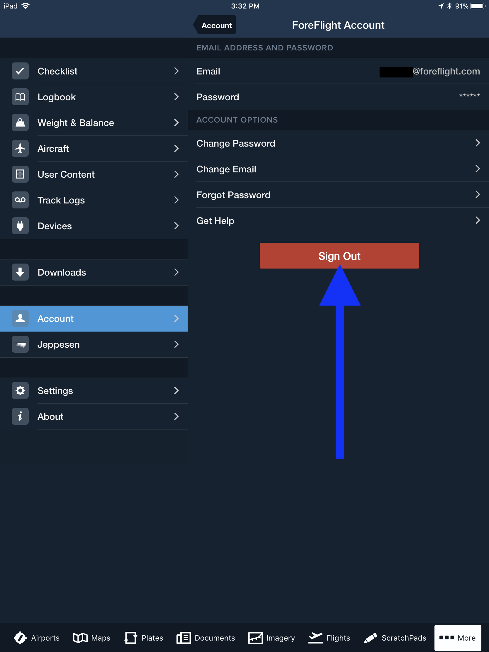 ForeFlight - Signing Out of ForeFlight Mobile