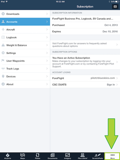 ForeFlight - Signing Out of ForeFlight Mobile
