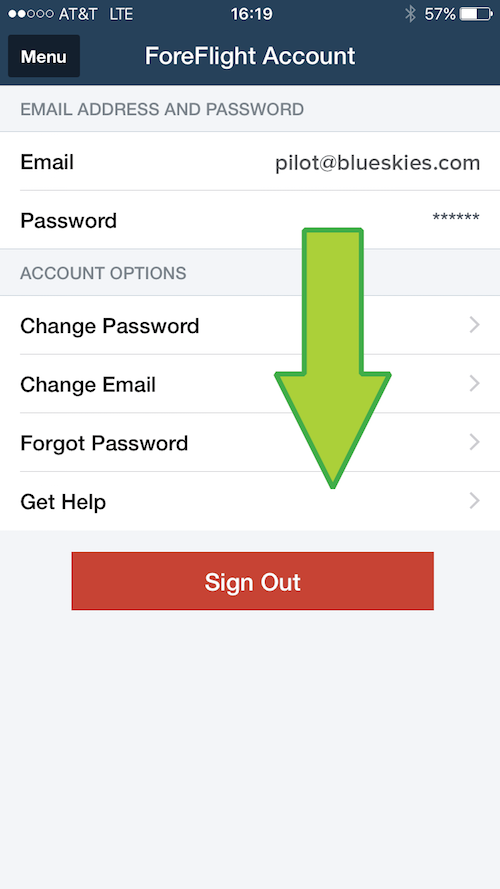 ForeFlight - Signing Out of ForeFlight Mobile