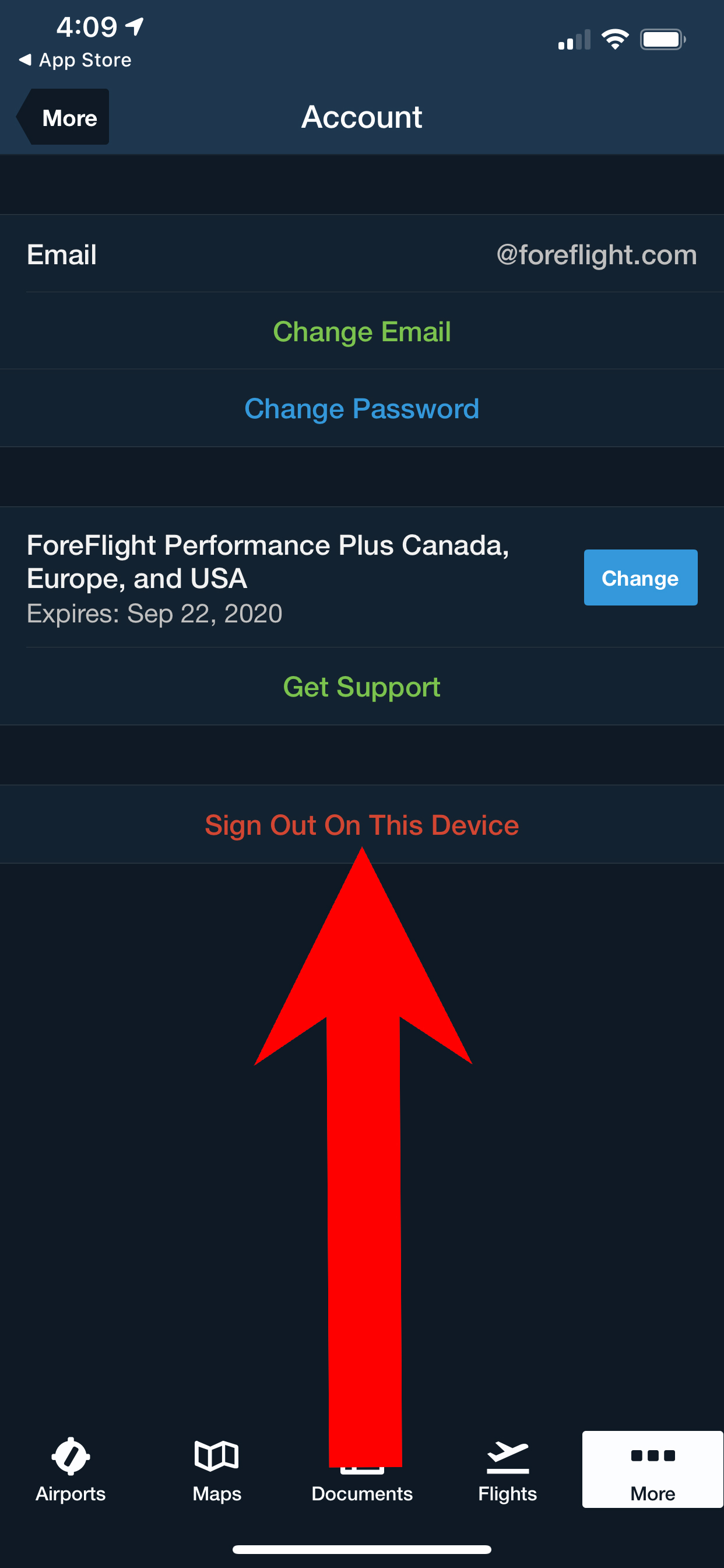 ForeFlight - Signing Out of ForeFlight Mobile